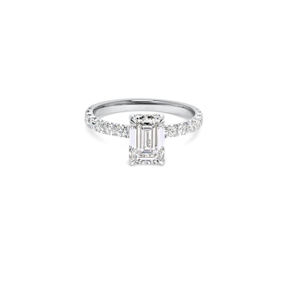 Emerald Cut Engagement Ring With Pavé Hidden Halo – GoldMark & Co.